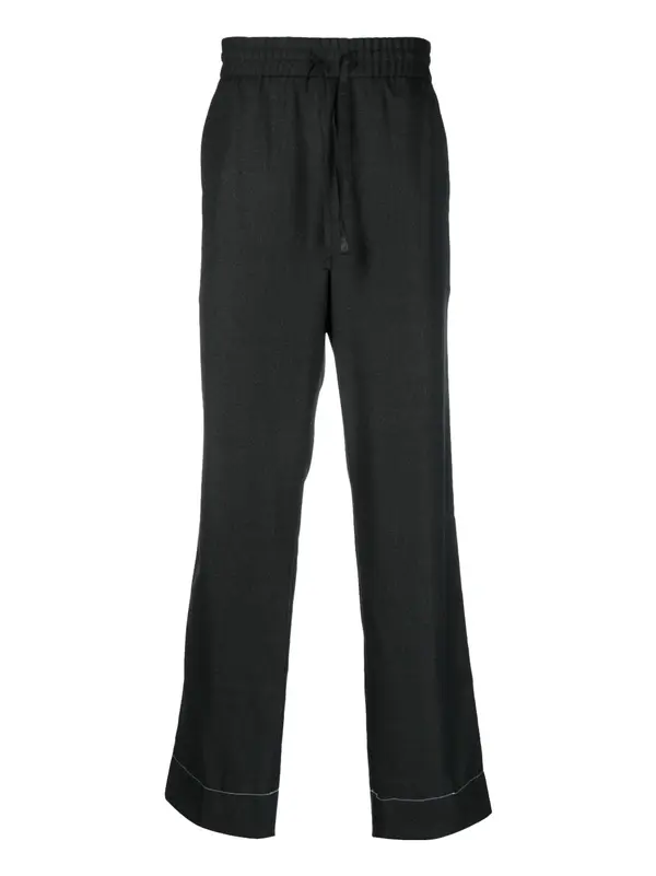 Brioni Drawstring-waist Wool Trousers - Grey