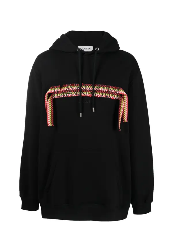 LANVIN Oversized Logo-appliqué Hoodie - Black