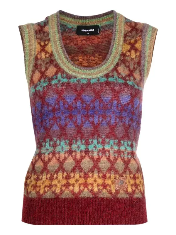 Dsquared2 Jacquard Logo-patch Vest - Brown