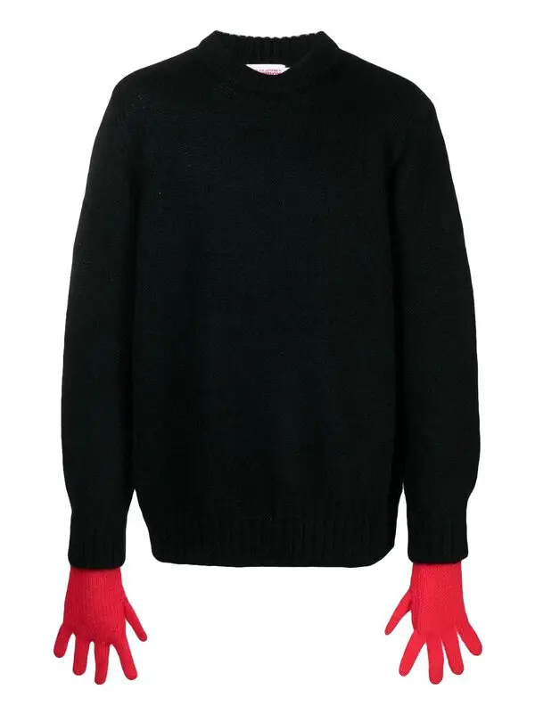 CHARLES JEFFREY Waffle-knit Jumper With Glove Sleeves - Black