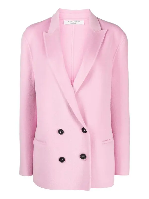 Philosophy Di Lorenzo Serafini Double-breasted Wool Short Coat - Pink