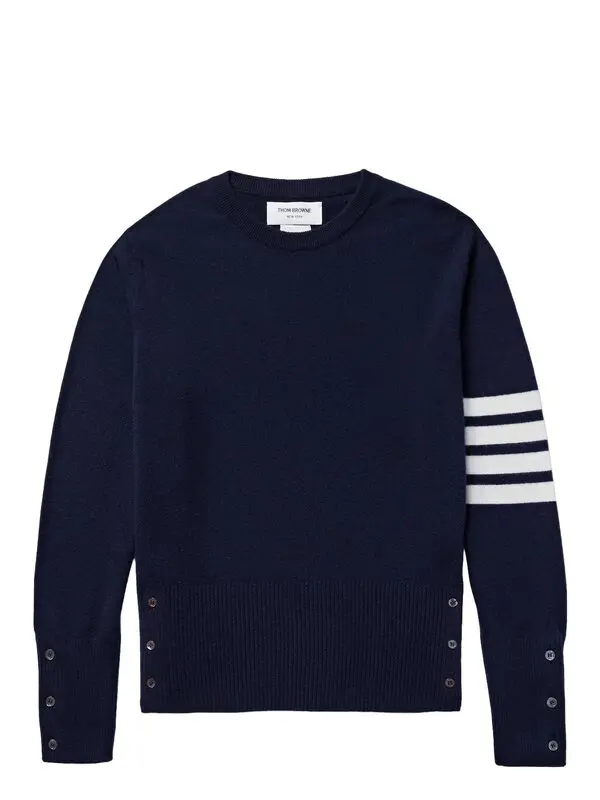 Thom Browne Slim-fit Striped Cashmere Sweater - Blue