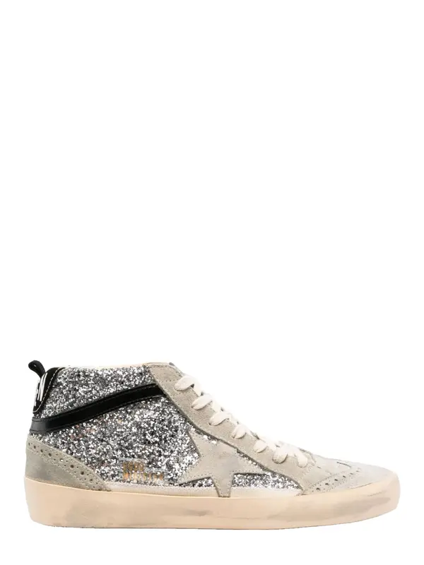 GOLDEN GOOSE Mid Star Glitter Sneakers - Grey