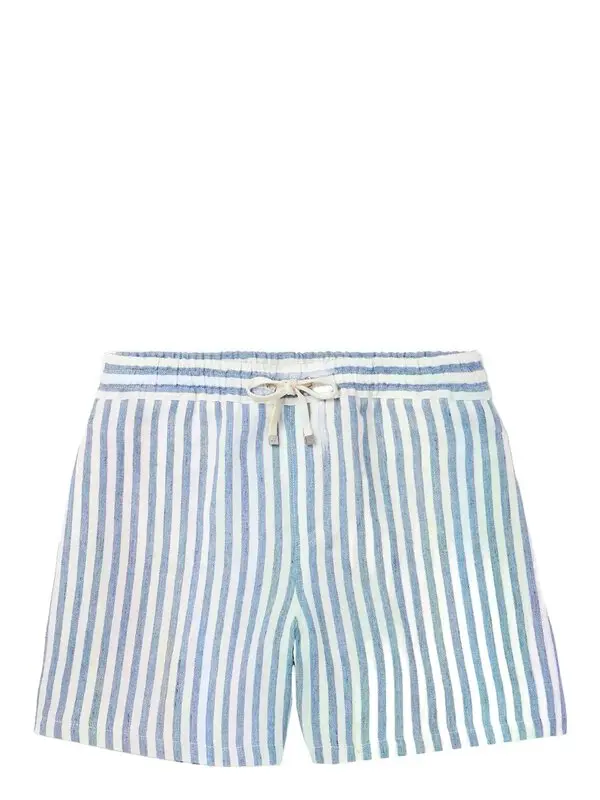 Loro Piana Bermuda Bay Striped Linen Shorts - Blue