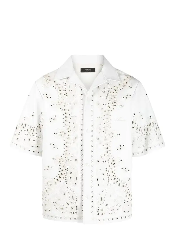 Amiri Perforated-design Leather Shirt - White