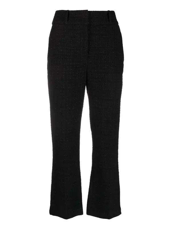 IRO PARIS Bouclé Straight-leg Cropped Trousers - Black