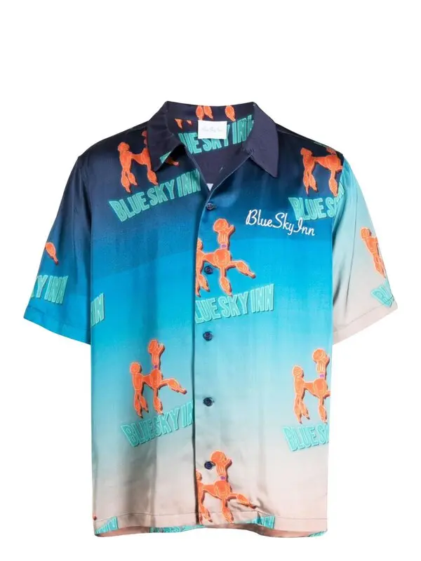 BLUE SKY INN Dog-print Short-sleeve Shirt - Blue