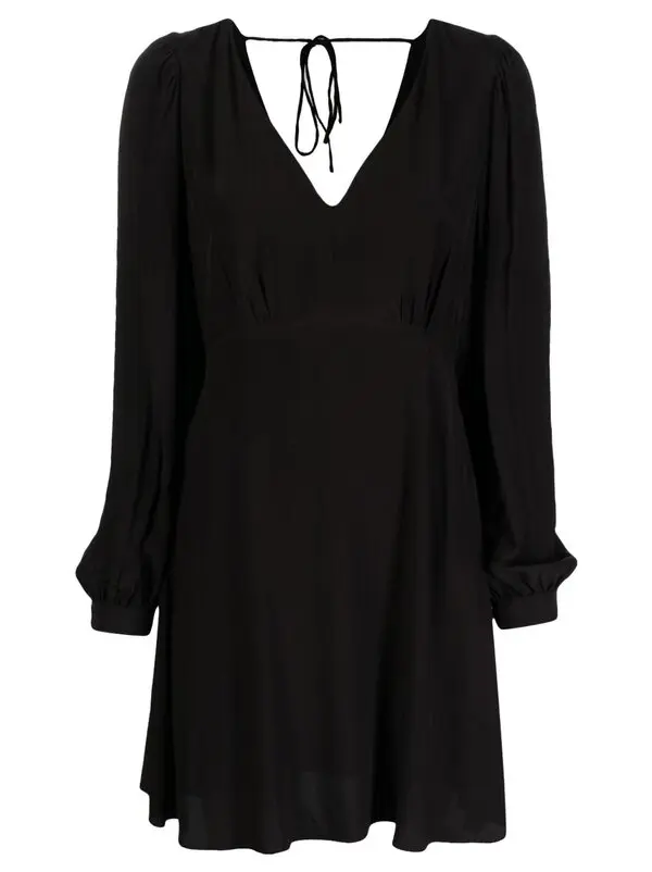 Tommy Hilfiger Puff-sleeve V-neck Flared Dress - Black