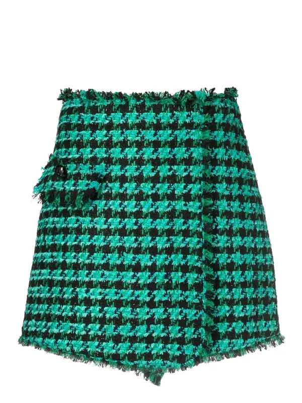 MSGM Tweed Houndstooth Shorts - Green