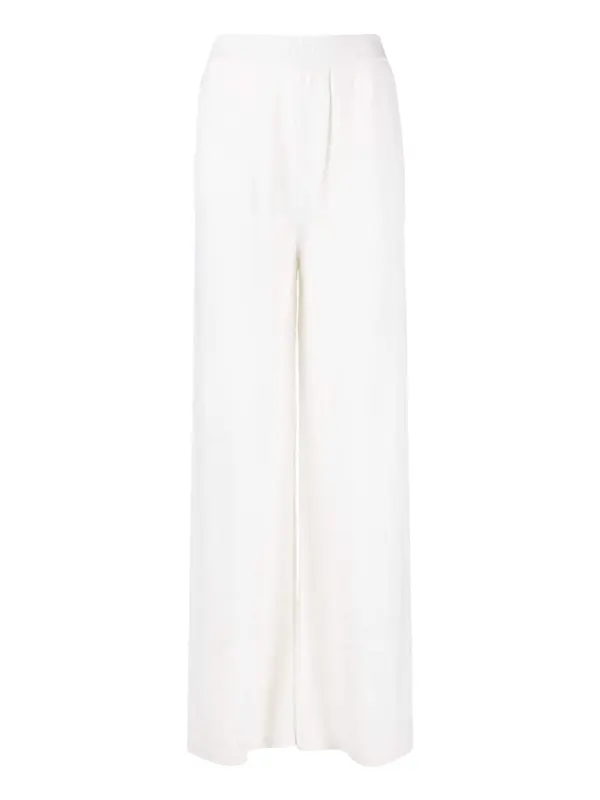 MSGM Wide-leg Wool-cashmere Blend Trousers - White
