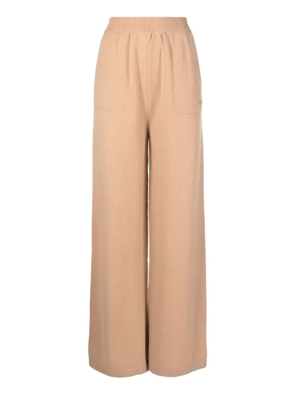 MSGM Embroidered-logo Knit Trousers - Brown