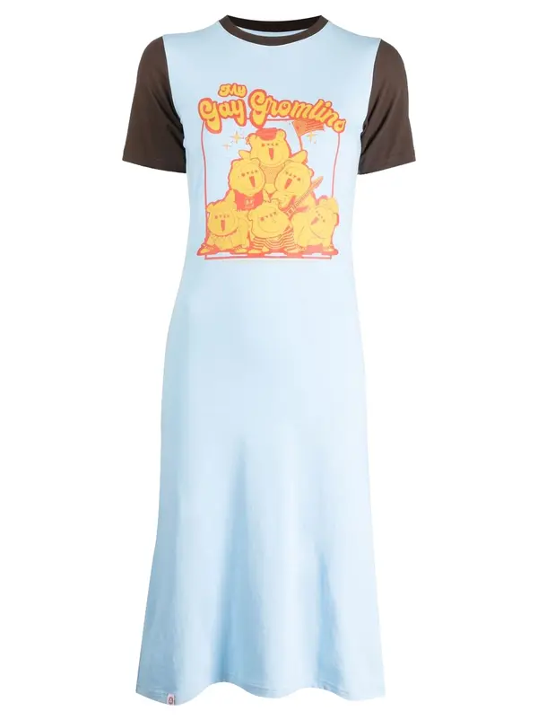 CHARLES JEFFREY Graphic-print Dress - Blue