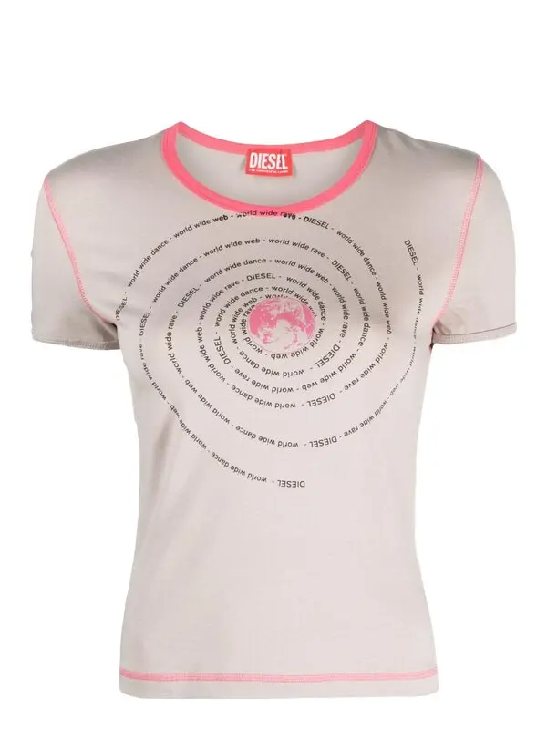 DIESEL® T-uncutie Stretch-cotton T-shirt With Graphic Print - Grey