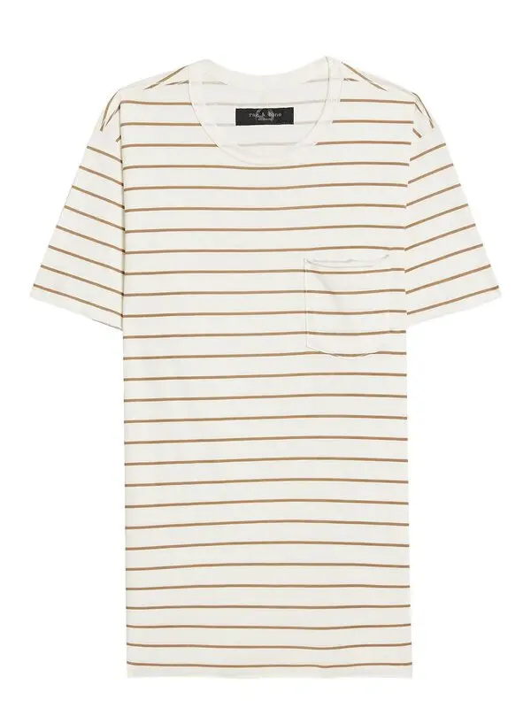 Rag & Bone Principal Striped Cottonjersey Tshirt - Ivory