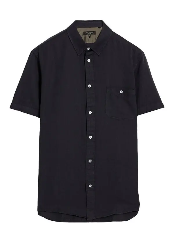 Rag & Bone Gus Linen And Cottonblend Shirt - Midnight Blue