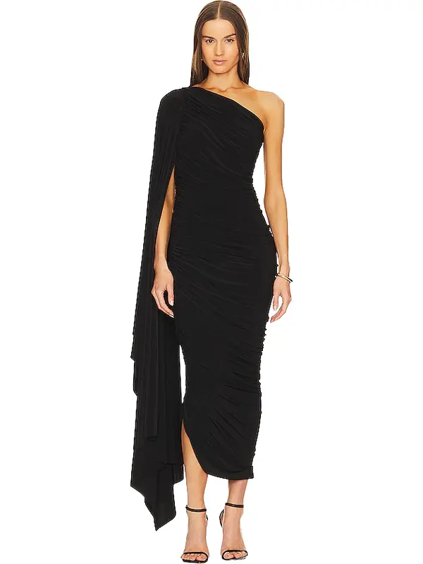 Norma Kamali Diana Gown With Sleeve - Black