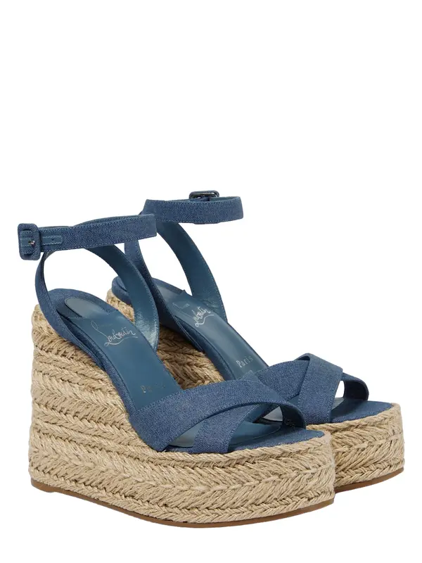 CHRISTIAN LOUBOUTIN Mariza Zeppa Espadrille Sandals - Blue