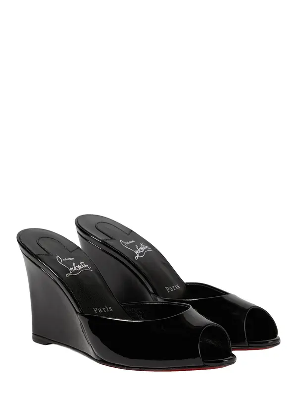 CHRISTIAN LOUBOUTIN Me Dolly Zeppa Patent Leather Sandals - Black