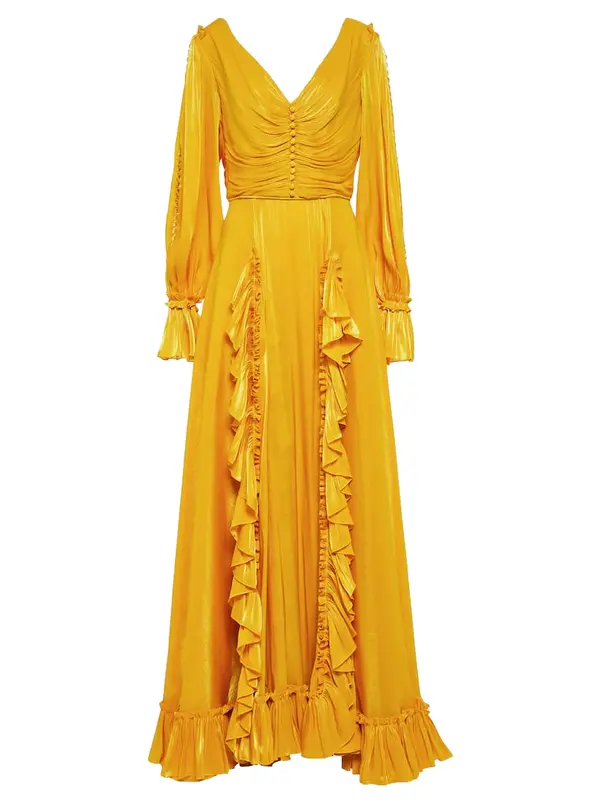 Costarellos Ruffle-trimmed Gown - Yellow