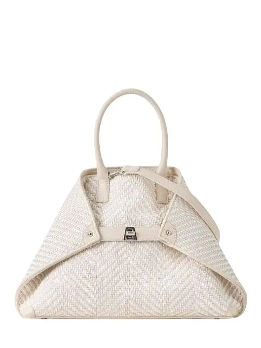 Akris Small Ai Woven Leather Tote - Ecru Alabaster