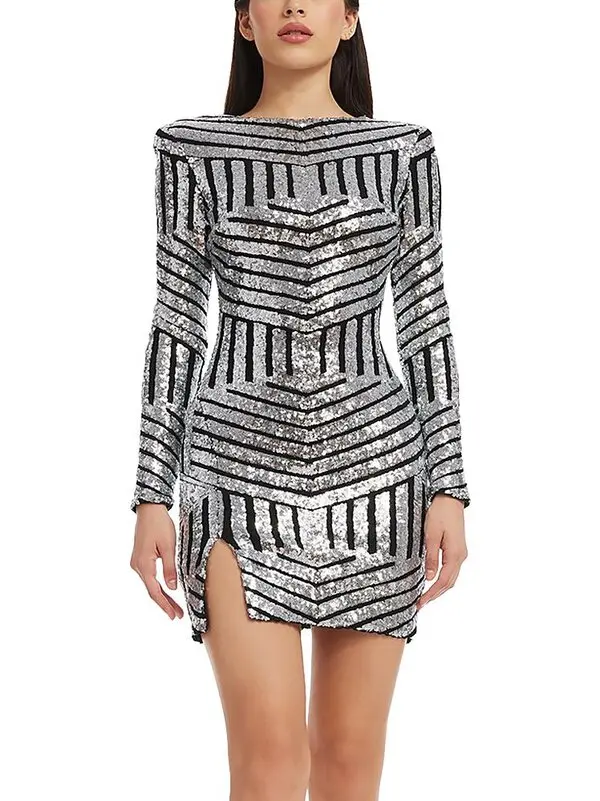 Dress The Population Nathalia Cocktail Dress - Silver Black