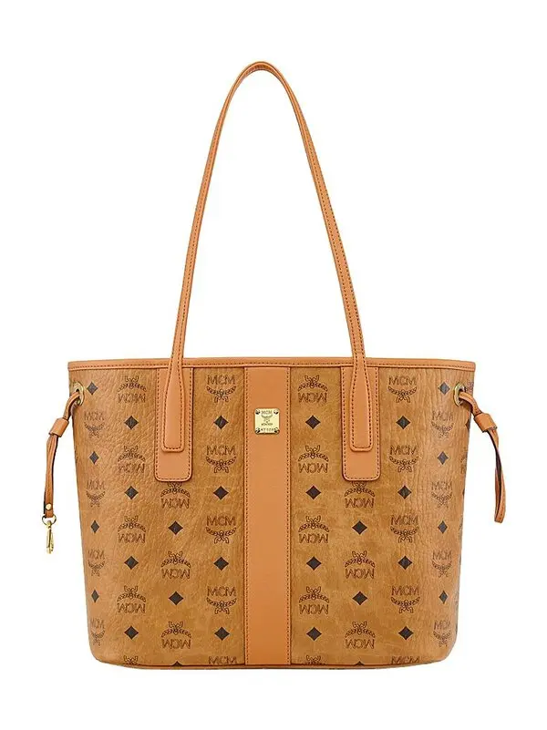 Mcm Liz Small Reversible Visetos Shopper Tote - Cognac