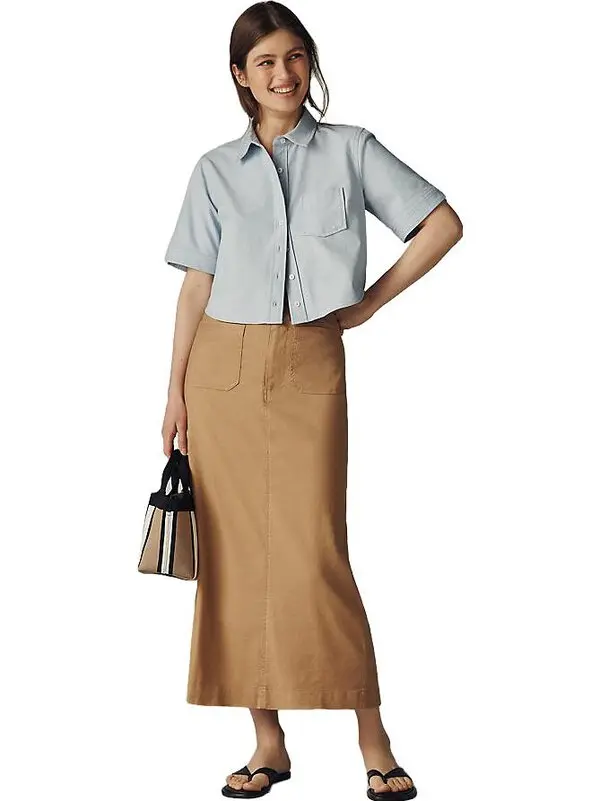Maeve Colette Linen Blend Maxi Skirt - Camel