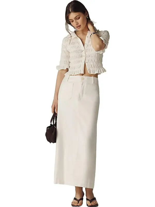 Maeve Colette Linen Blend Maxi Skirt - Snow