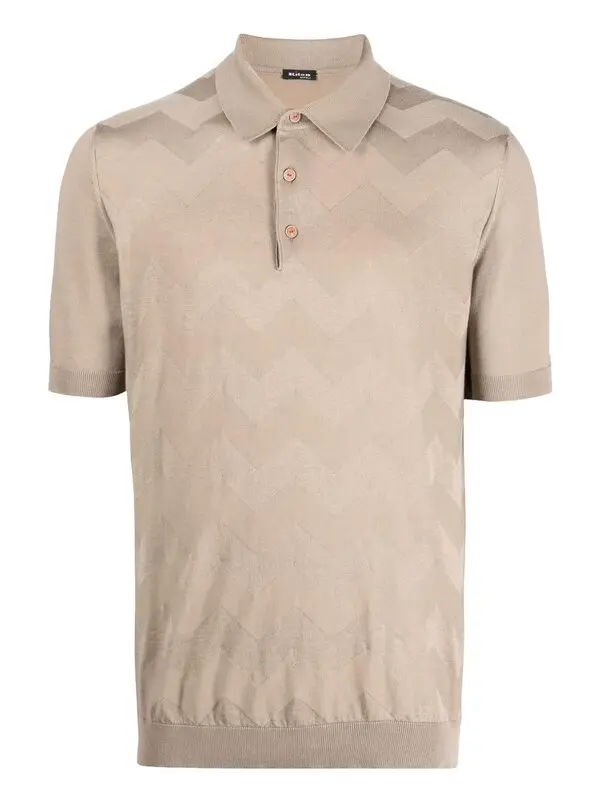 Kiton Wave-pattern Short-sleeve Polo Shirt - Neutrals