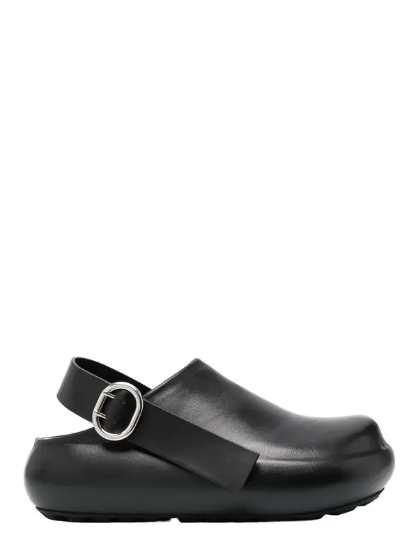 JIL SANDER Slingback Leather Clogs - Black