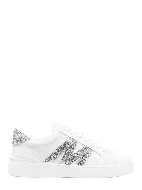 Moncler Monaco Glitter-embellished Sneakers - White