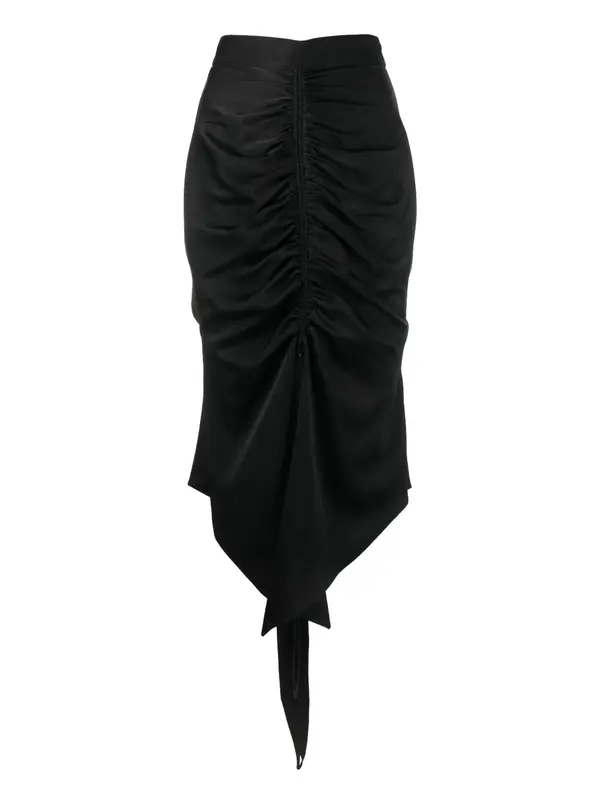 Alex Perry High-waisted Ruched Midi Skirt - Black