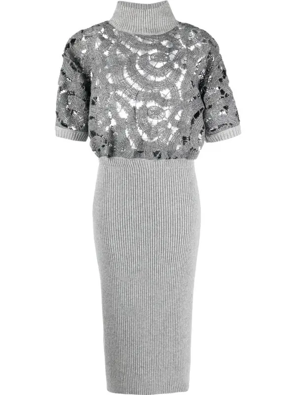 Fabiana Filippi Guipure-lace Knit Dress - Grey