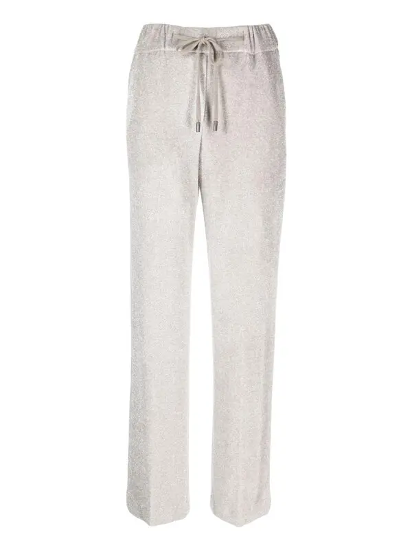 Peserico Straight-leg Glitter Drawstring Trousers - Neutrals