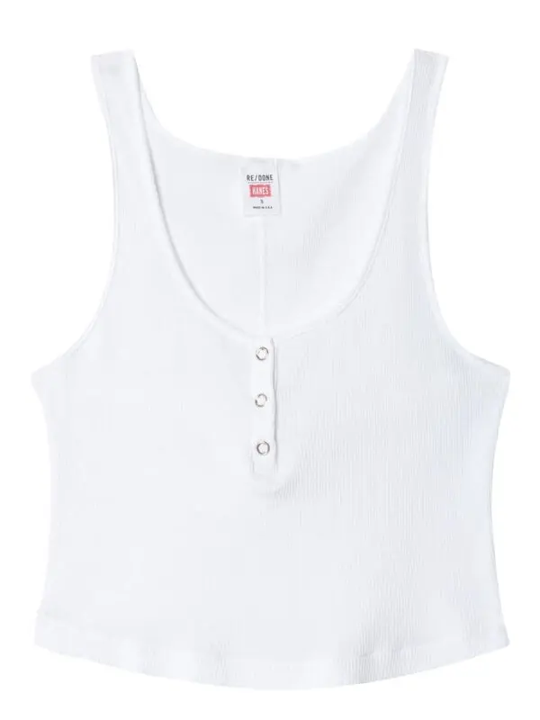 RE/DONE Cotton Henley Tank Top - White