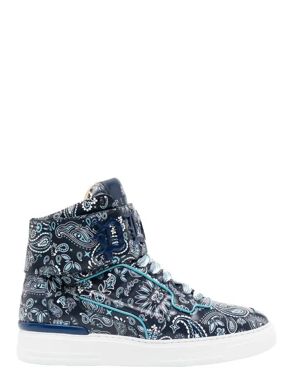 Philipp Plein Paisley-print High-top Sneakers - Blue