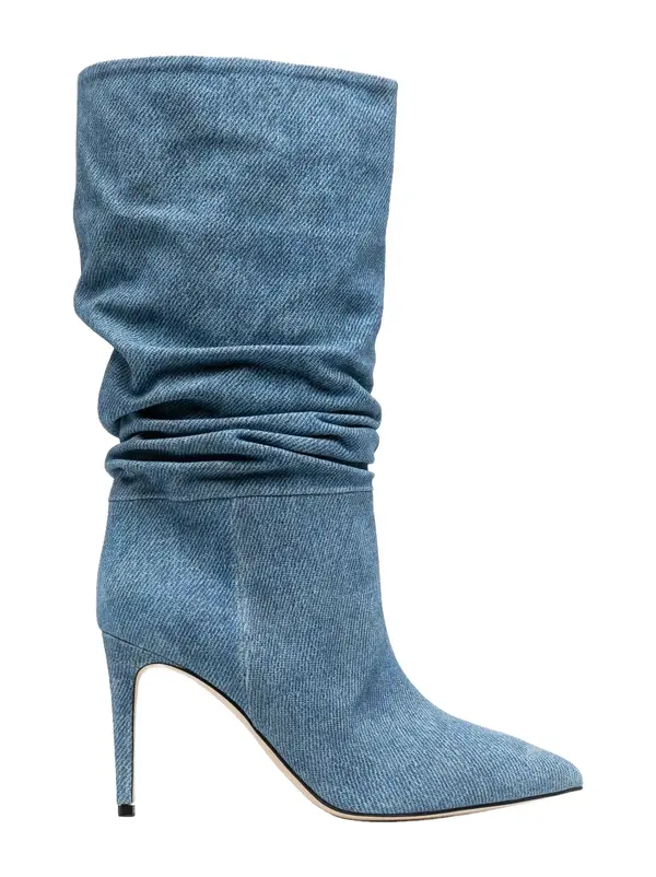 Paris Texas 98mm Pointed-toe Denim Boots - Blue