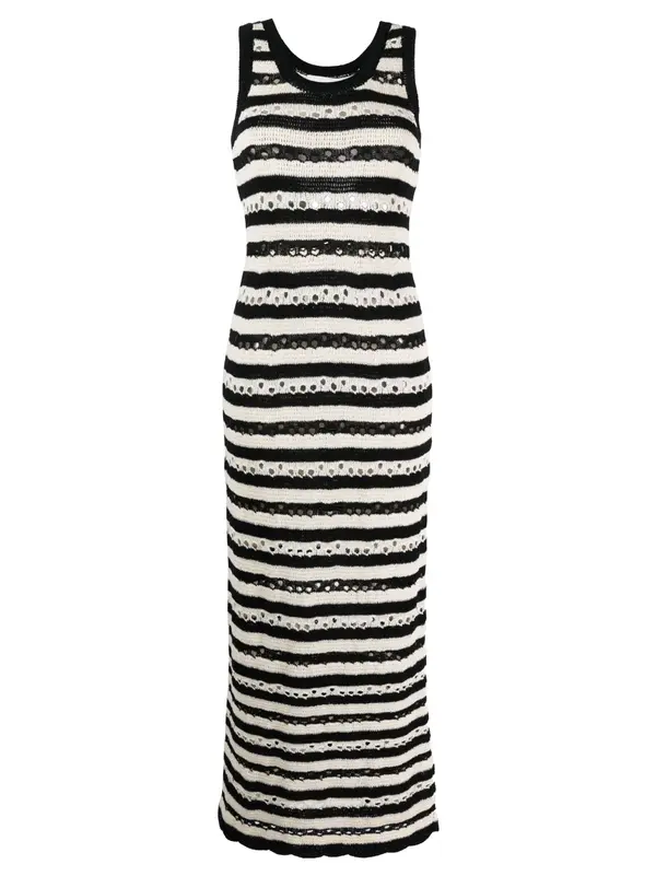 Sonia Rykiel Paris Striped Openwork Maxi Dress - Black