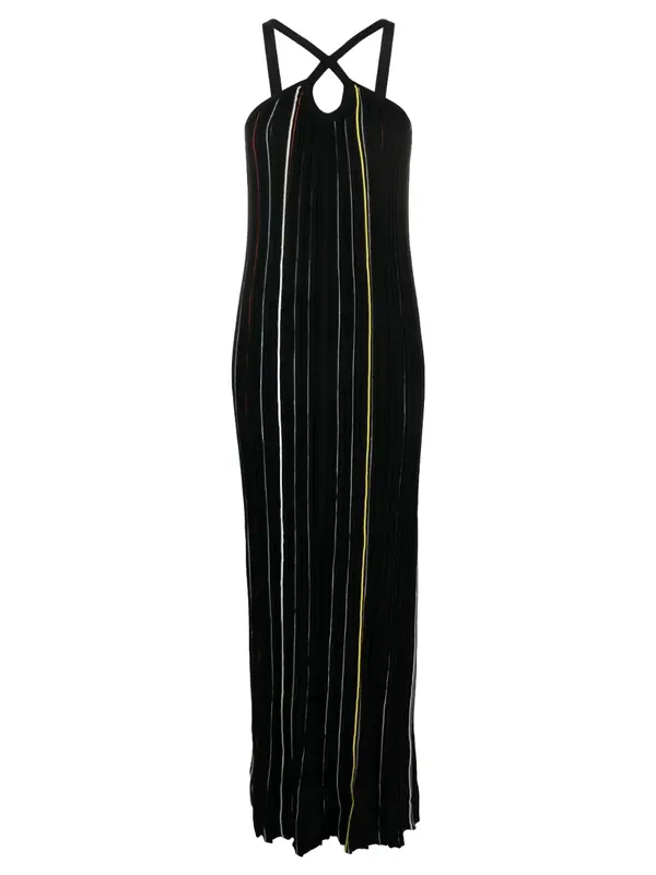 Sonia Rykiel Paris Striped Knitted Maxi Dress - Black