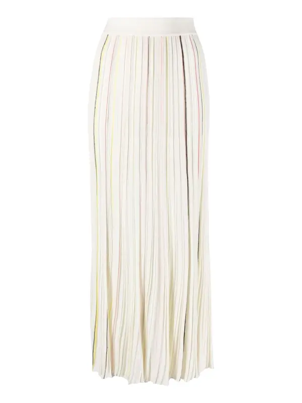 Sonia Rykiel Paris Striped Pleated Maxi Skirt - White