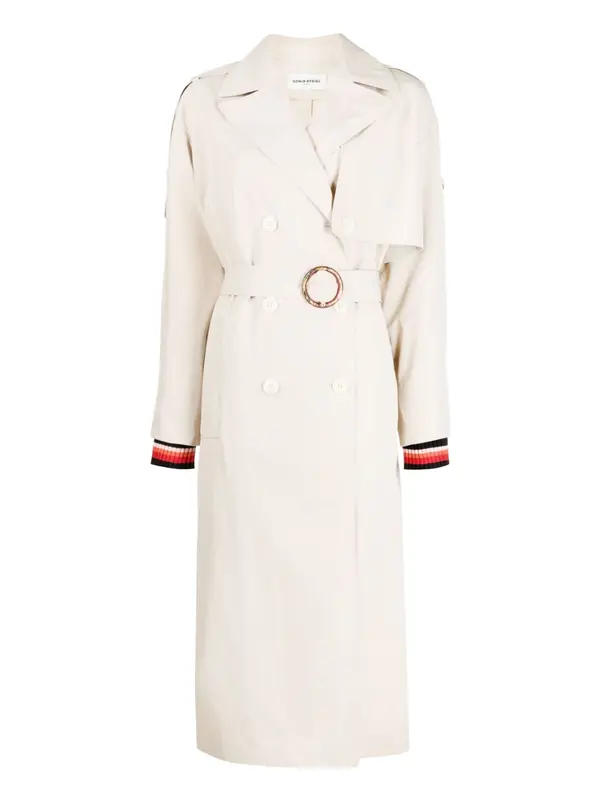 Sonia Rykiel Paris Stripe-detail Belted Trench Coat - Neutrals