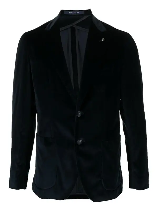 Tagliatore Logo-plaque Velvet Blazer - Blue