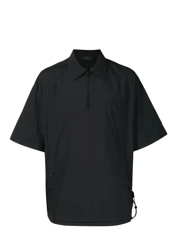 SONGZIO Logo-embroidered Zip-up Polo Shirt - Black
