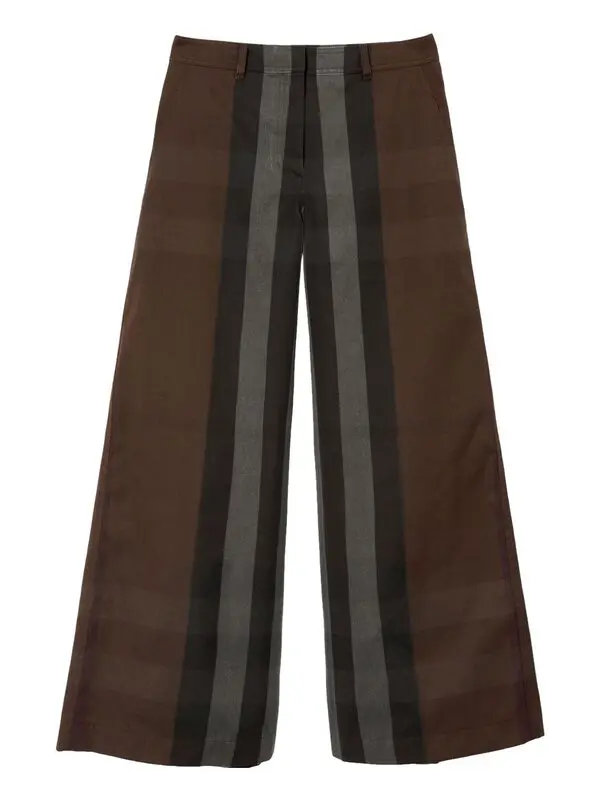 Burberry Check-pattern Wide-leg Trousers - Brown