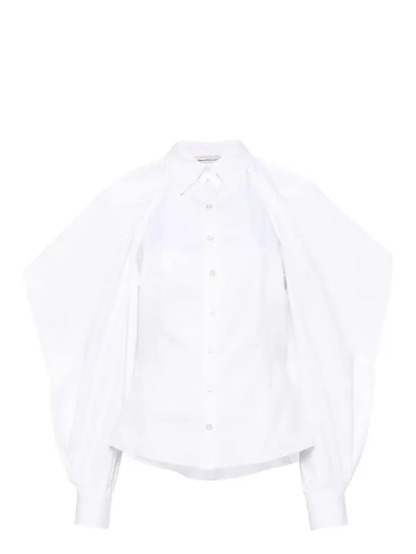 Alexander McQueen Slashed Drape-sleeve Shirt - White