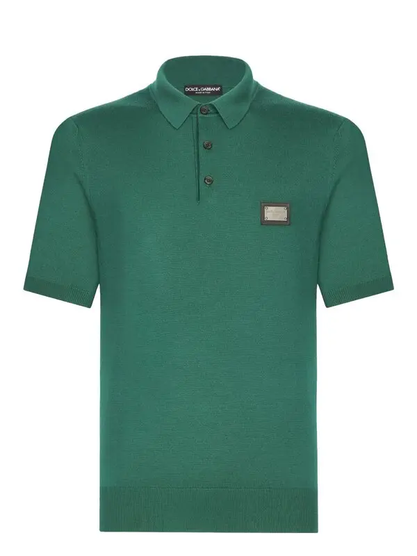 Dolce & Gabbana Logo-tag Virgin-wool Polo Shirt - Green