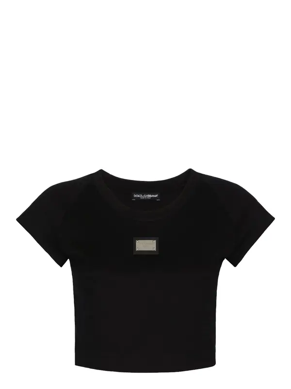 Dolce & Gabbana Logo-plaque Cropped T-shirt - Black