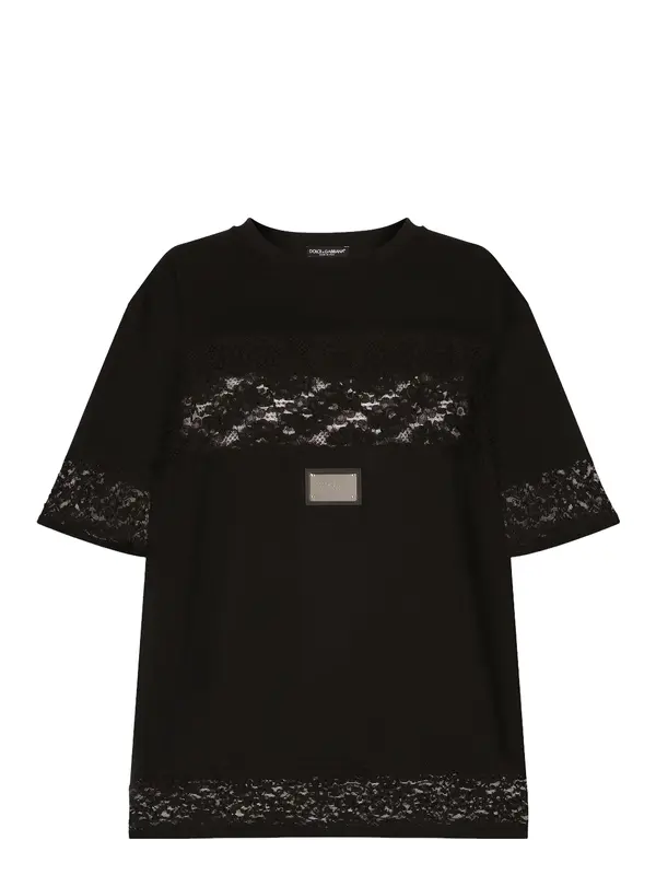 Dolce & Gabbana Lace-embellished T-shirt - Black