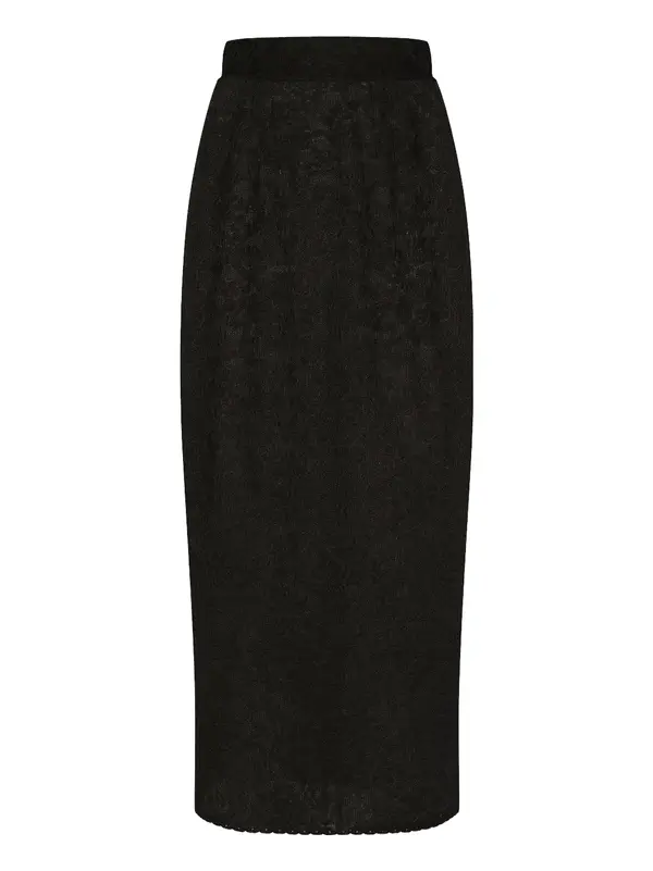 Dolce & Gabbana Floral-lace Midi Skirt - Black