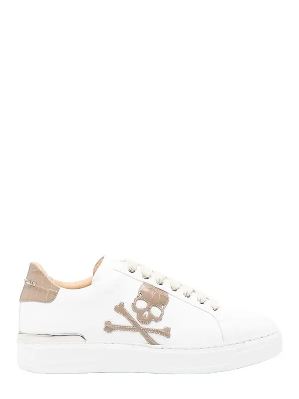 Philipp Plein Skull-patch Leather Sneakers - White